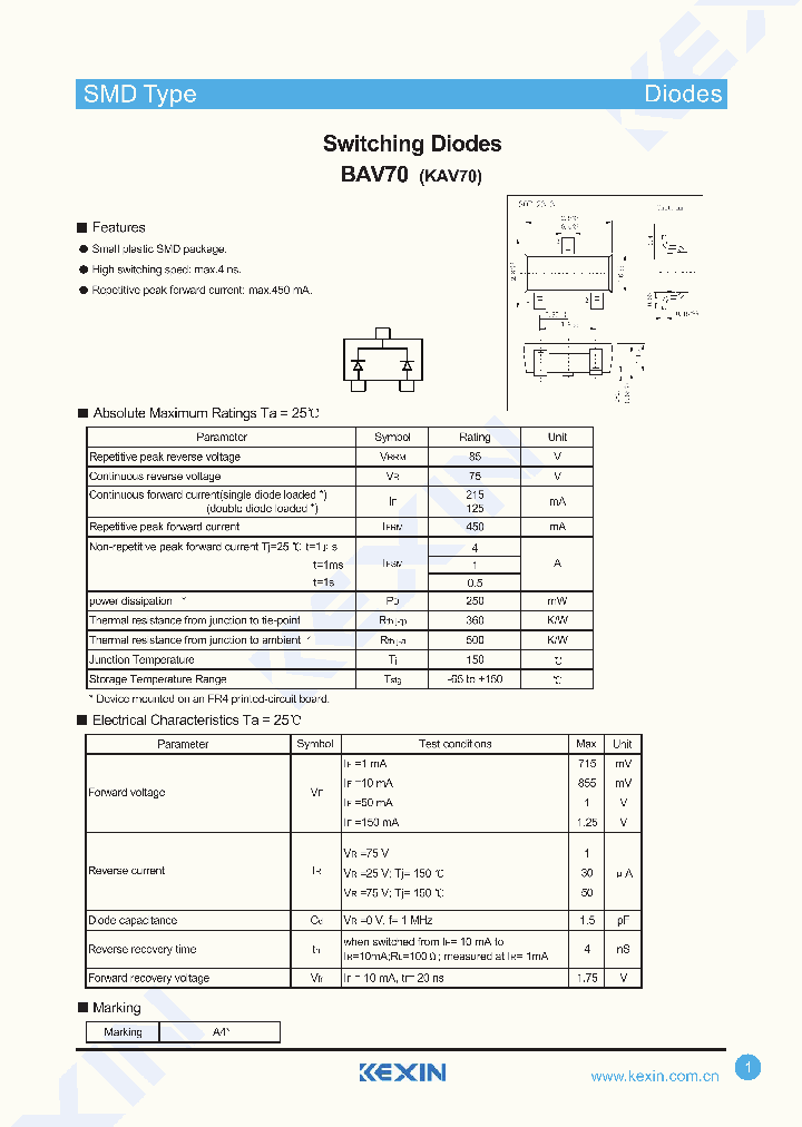BAV70-3_8178616.PDF Datasheet Download --- IC-ON-LINE