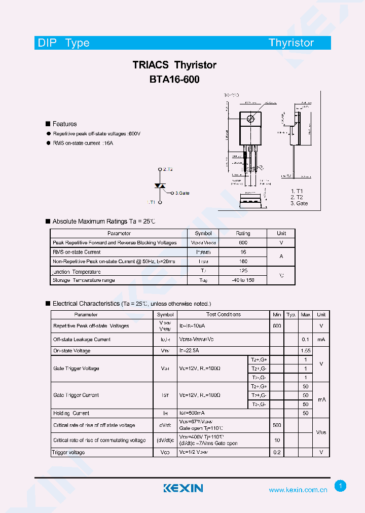BTA16_8186023.PDF Datasheet Download --- IC-ON-LINE