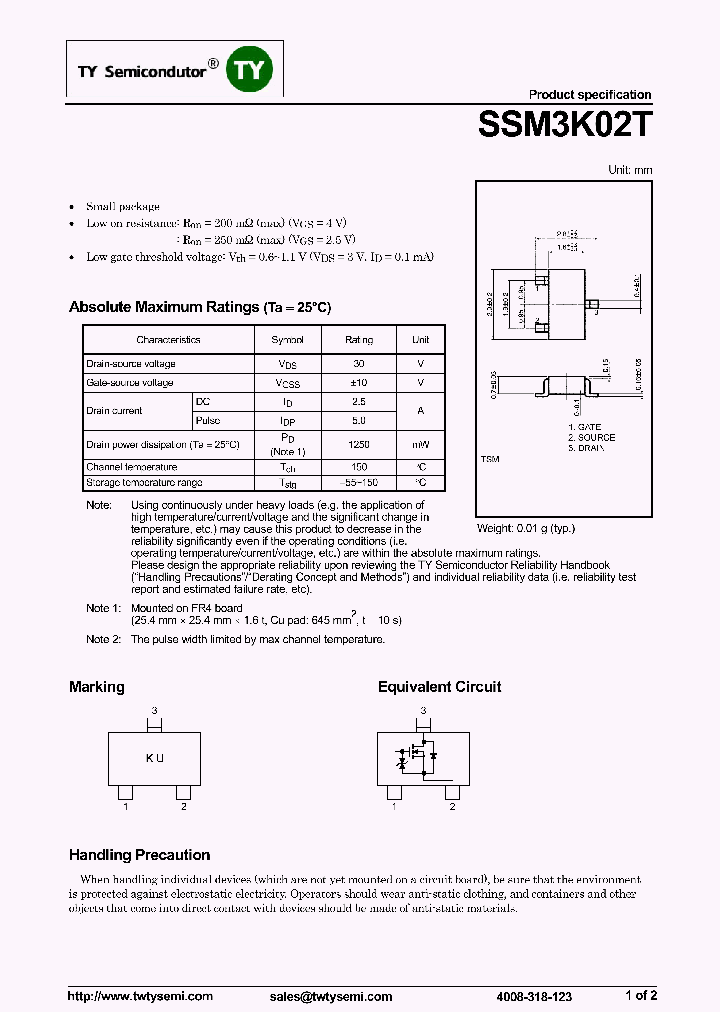SSM3K02T_8200560.PDF Datasheet Download --- IC-ON-LINE