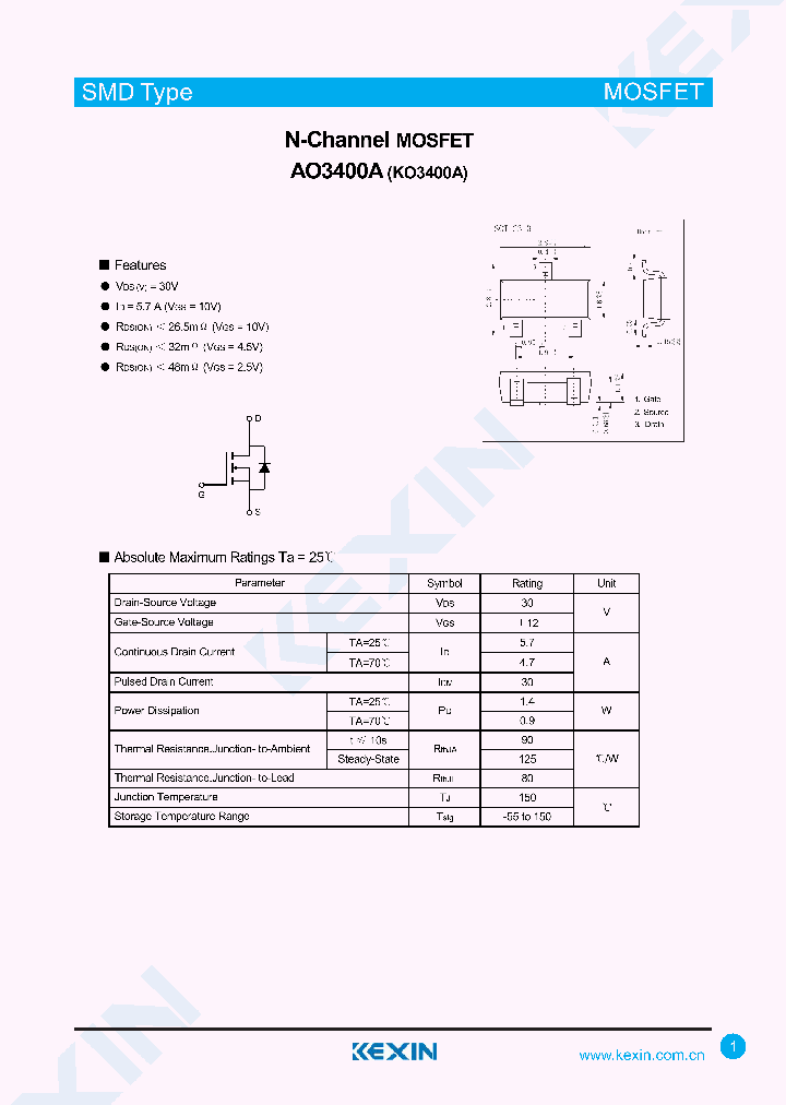 AO3400A-3_8205645.PDF Datasheet Download --- IC-ON-LINE