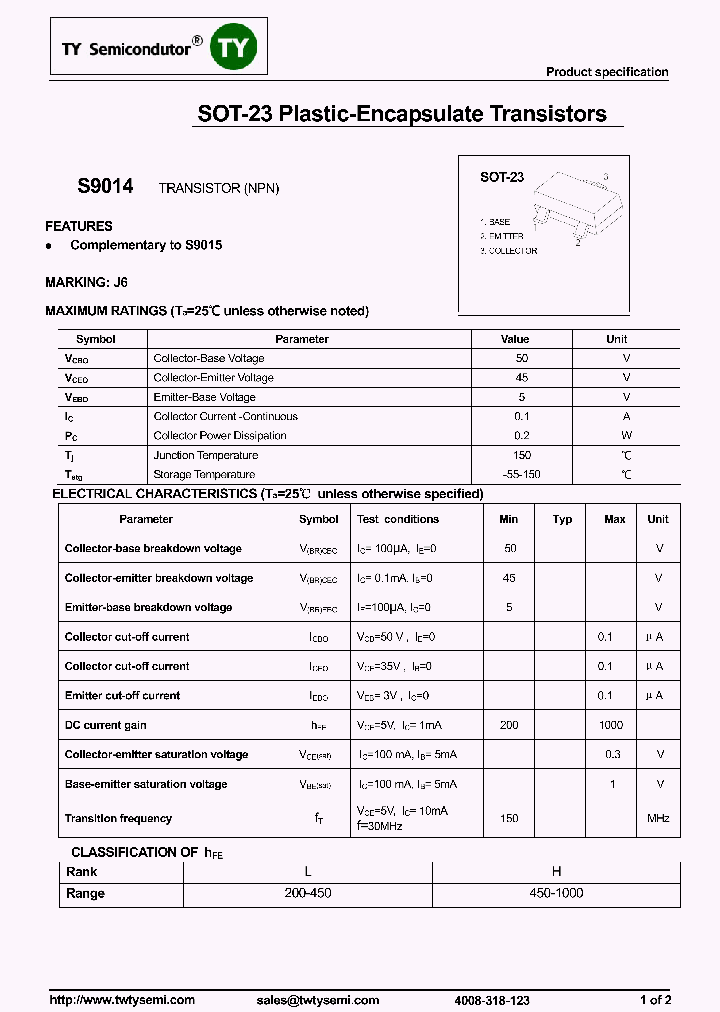 S9014_8221329.PDF Datasheet Download --- IC-ON-LINE