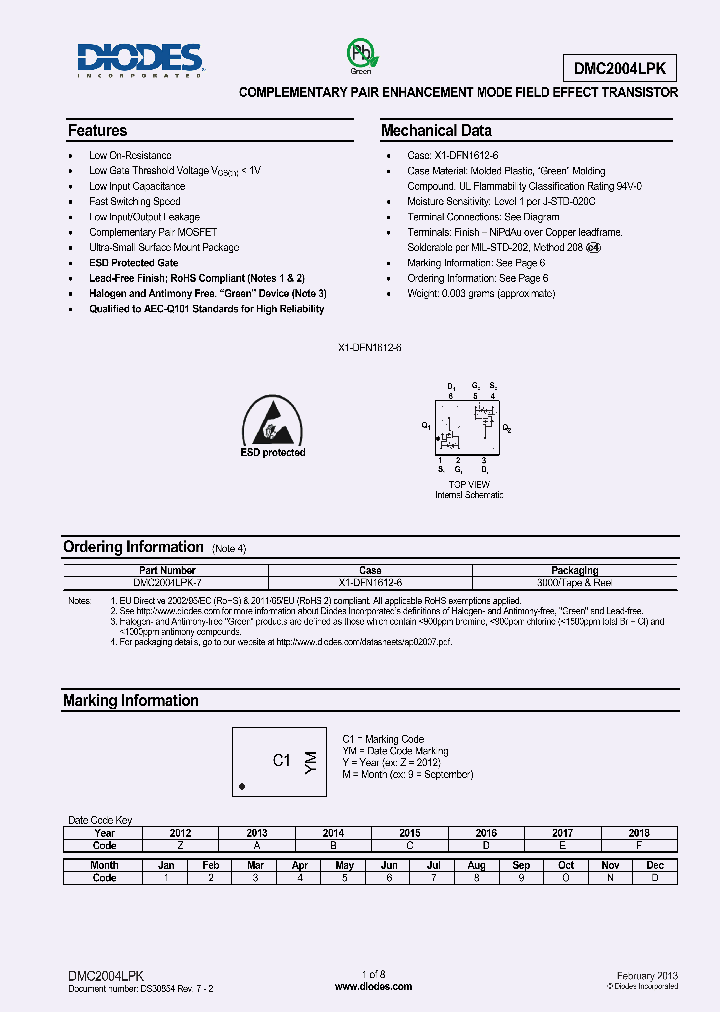 DMC2004LPK-15_8230935.PDF Datasheet Download --- IC-ON-LINE