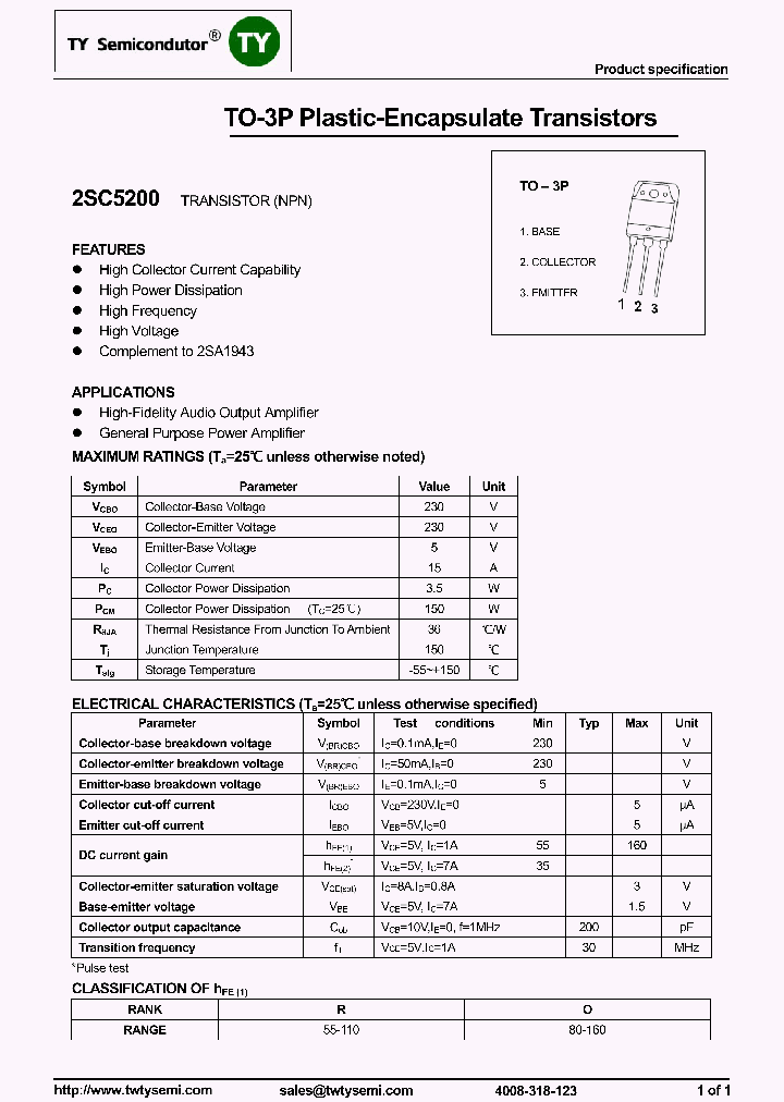 2SC5200_8246672.PDF Datasheet Download --- IC-ON-LINE