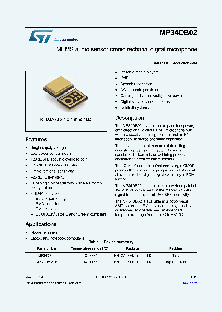 MP34DB02_8253387.PDF Datasheet Download --- IC-ON-LINE