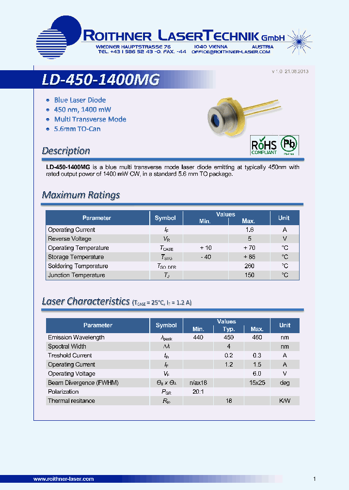 LD-450-1400MG_8267955.PDF Datasheet Download --- IC-ON-LINE