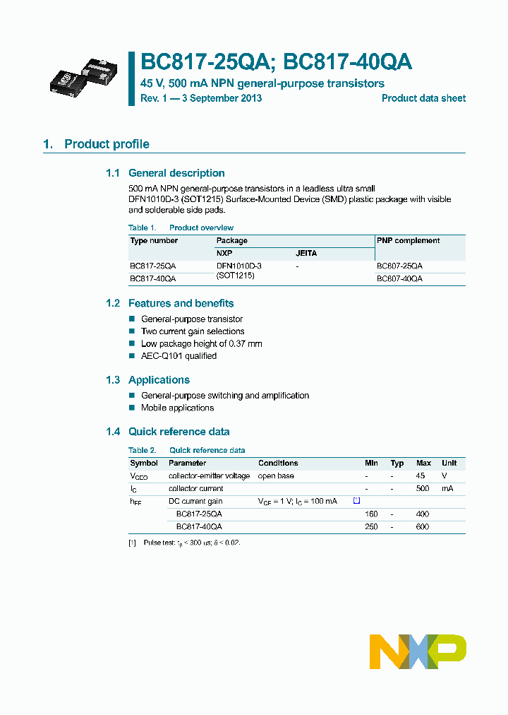 BC817-25QA_8274946.PDF Datasheet Download --- IC-ON-LINE
