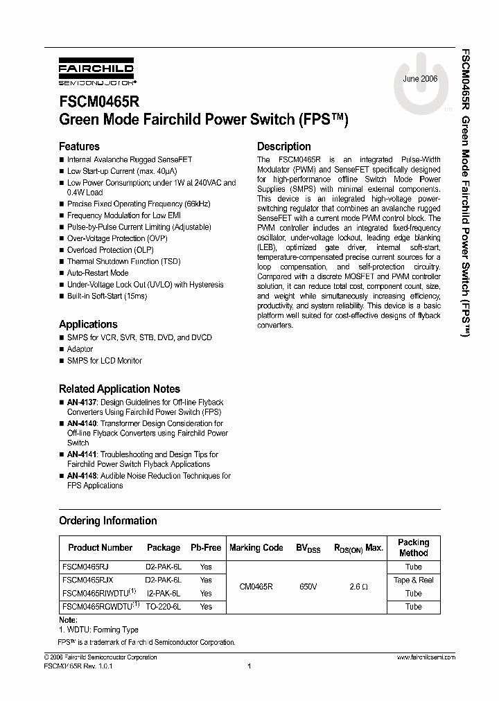 FSCM0465R_8283162.PDF Datasheet Download --- IC-ON-LINE