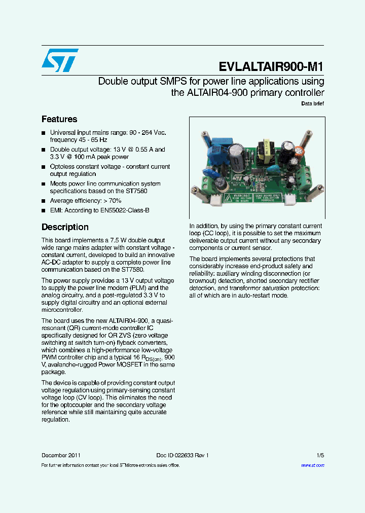 EVLALTAIR900-M1_8284430.PDF Datasheet Download --- IC-ON-LINE