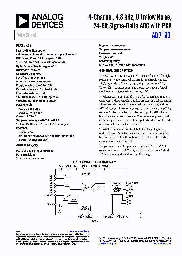 AD7193_8292535.PDF Datasheet Download --- IC-ON-LINE