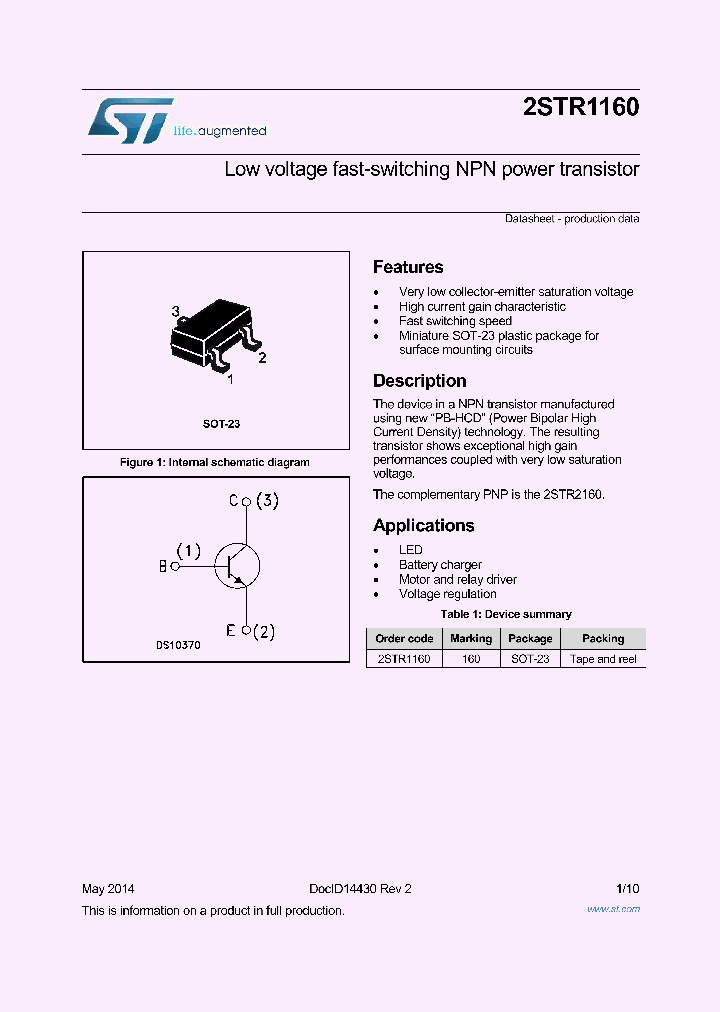 2STR1160_8293767.PDF Datasheet Download --- IC-ON-LINE