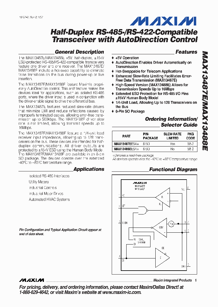 MAX13487E_8295173.PDF Datasheet Download --- IC-ON-LINE