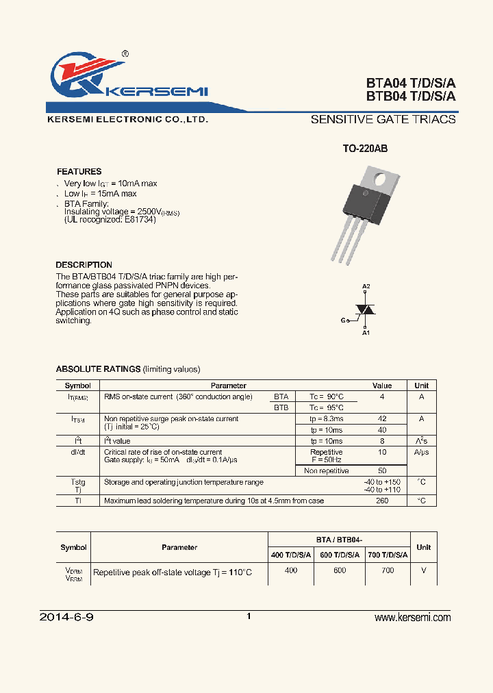 BTB04-600_8295367.PDF Datasheet Download --- IC-ON-LINE