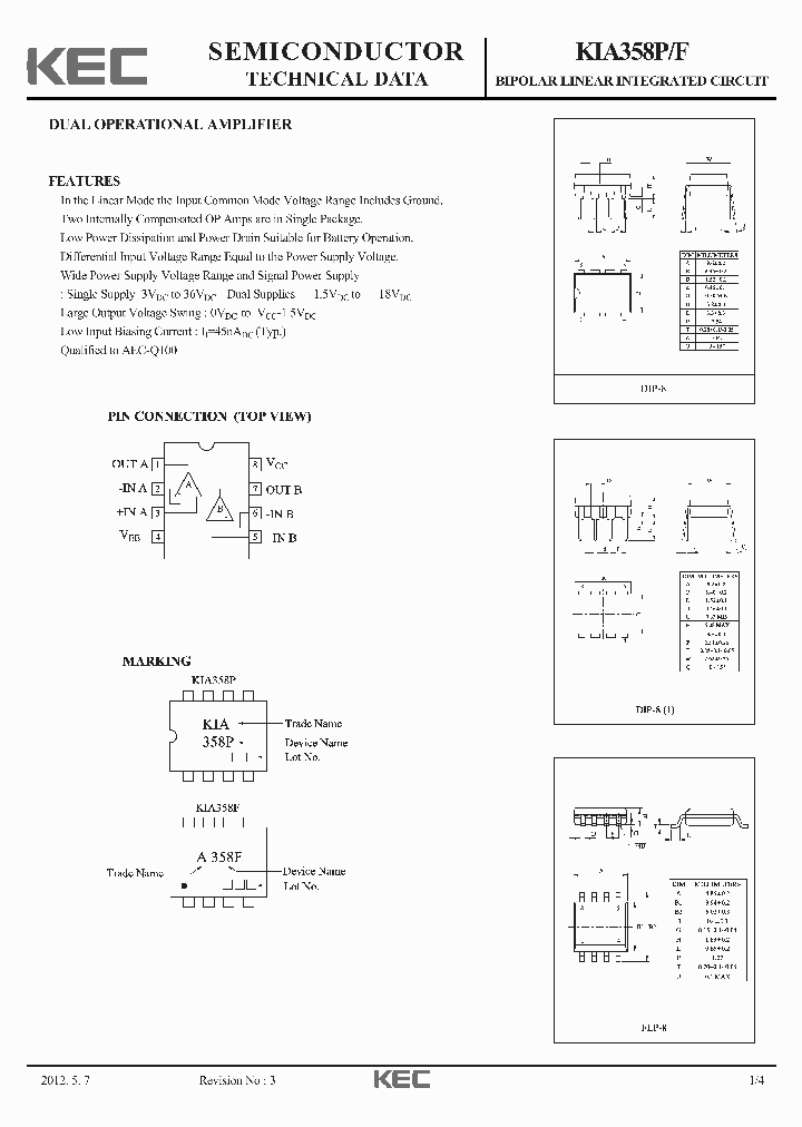 KIA358P-15_8306563.PDF Datasheet Download --- IC-ON-LINE