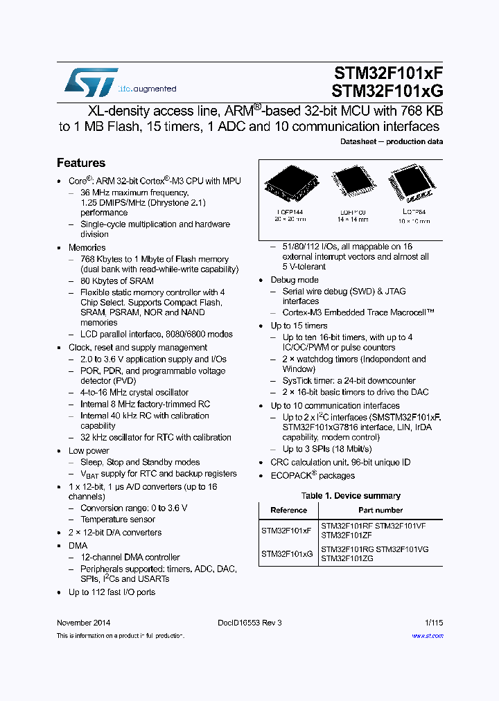 STM32F101RG_8308814.PDF Datasheet Download --- IC-ON-LINE