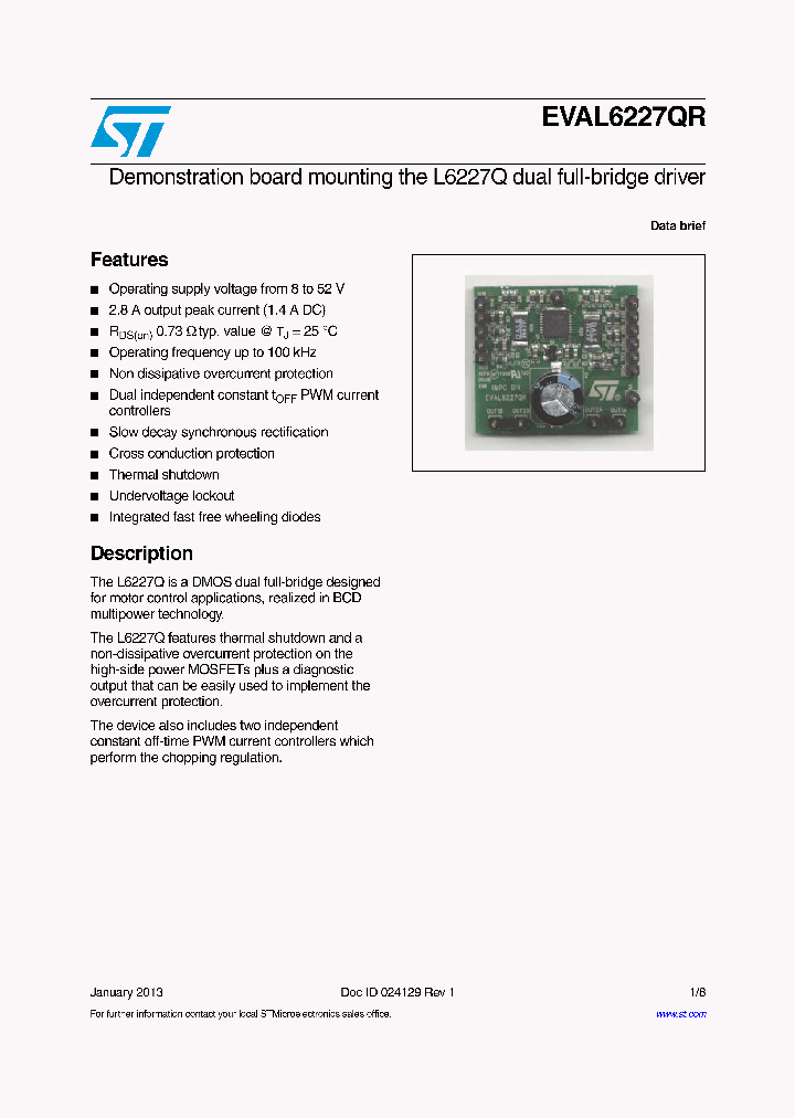 EVAL6227QR_8330407.PDF Datasheet Download --- IC-ON-LINE