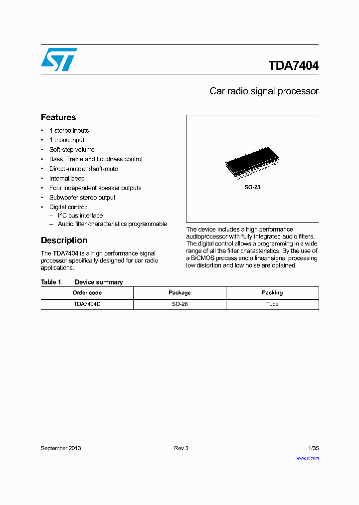 E-TDA7404D_8335912.PDF Datasheet Download --- IC-ON-LINE