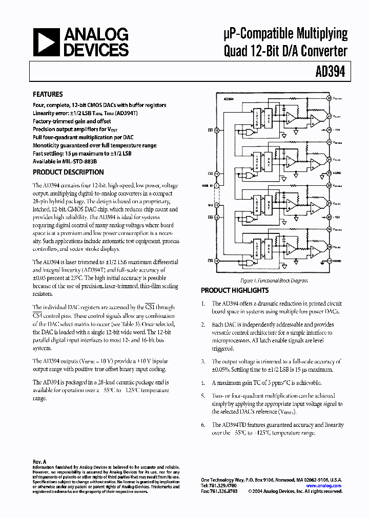 AD394KD_8353687.PDF Datasheet Download --- IC-ON-LINE