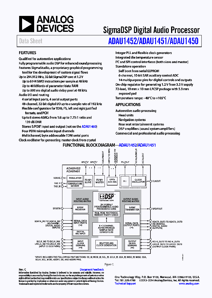 EVAL-ADAU1452MINIZ_8354951.PDF Datasheet Download --- IC-ON-LINE