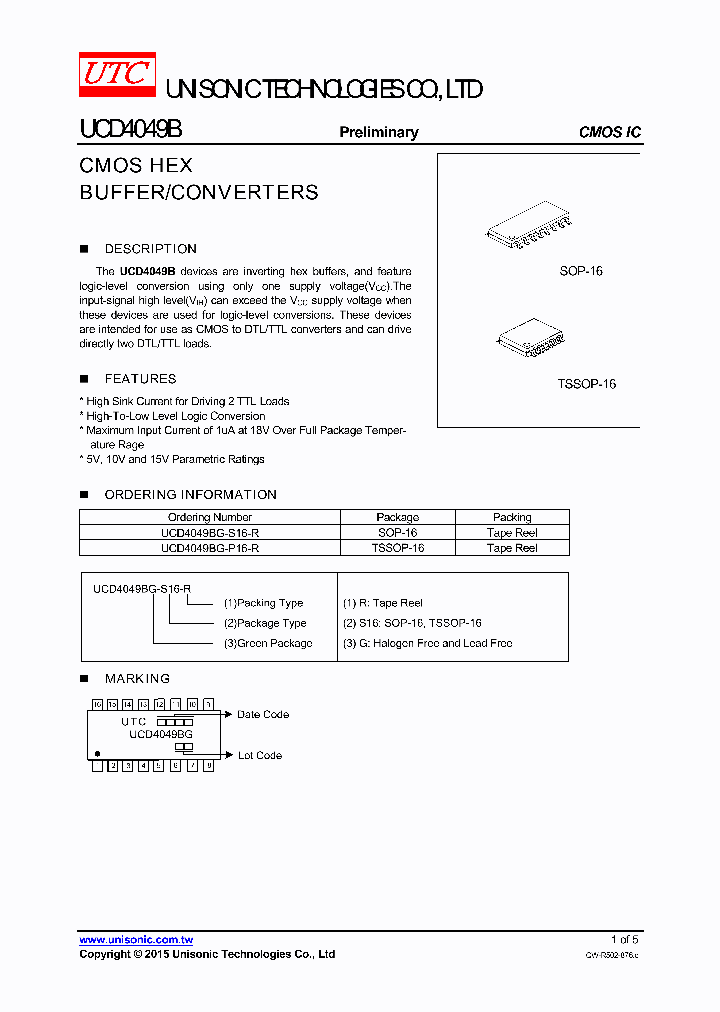 UCD4049B-15_8364183.PDF Datasheet Download --- IC-ON-LINE