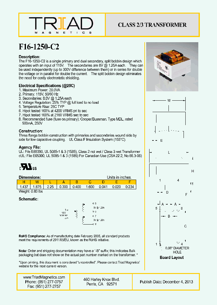F16-1250-C2_8370090.PDF Datasheet Download --- IC-ON-LINE