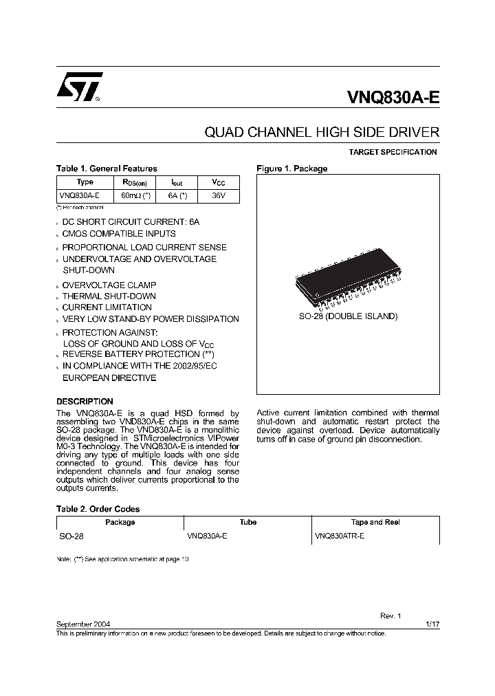 VNQ830A_8397190.PDF Datasheet Download --- IC-ON-LINE