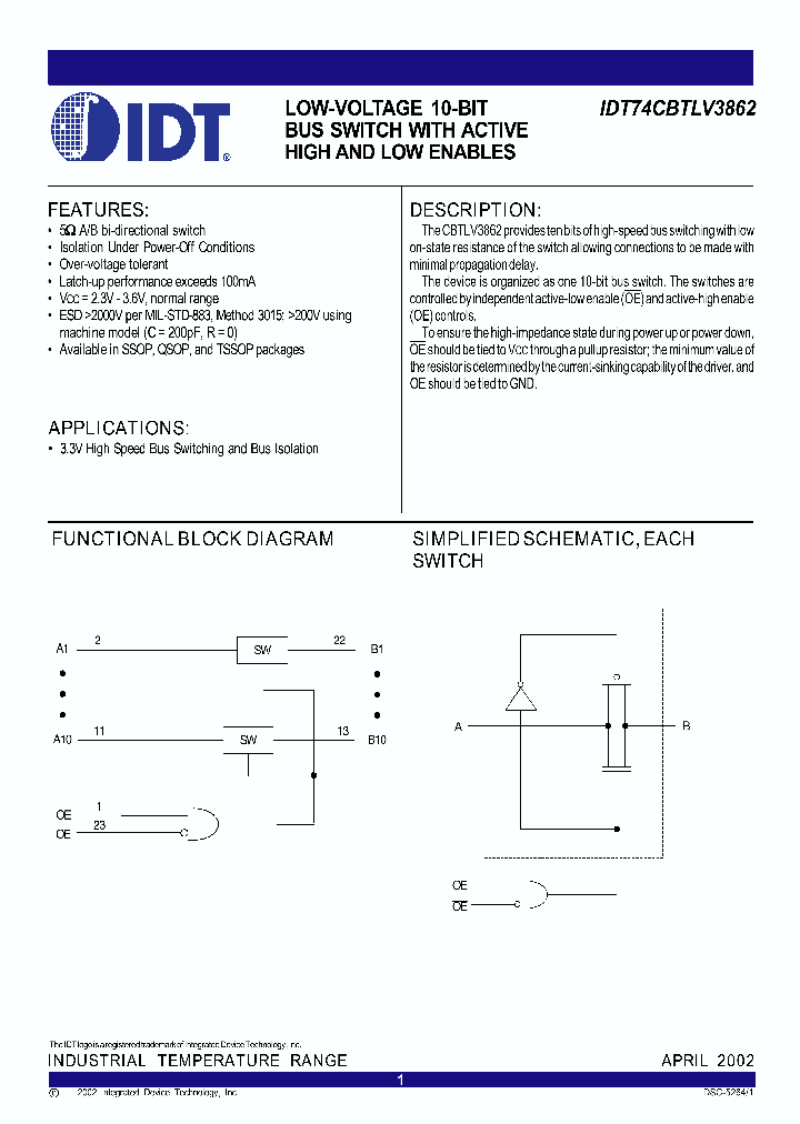 IDT74CBTLV3862Q_8435691.PDF Datasheet Download --- IC-ON-LINE