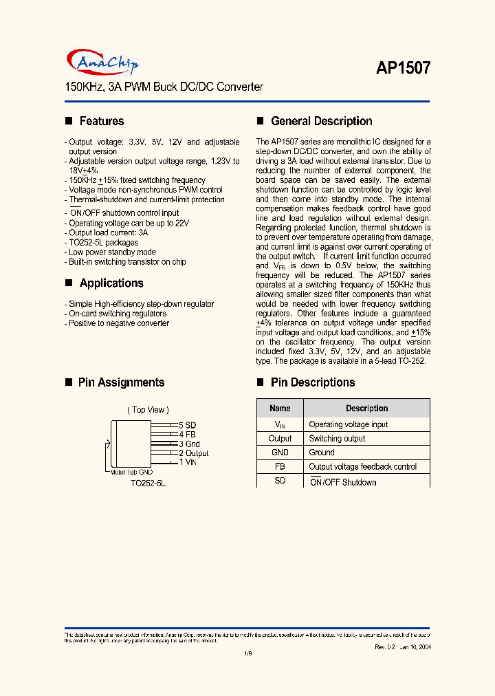 AP1506-D5LA_8452057.PDF Datasheet Download --- IC-ON-LINE