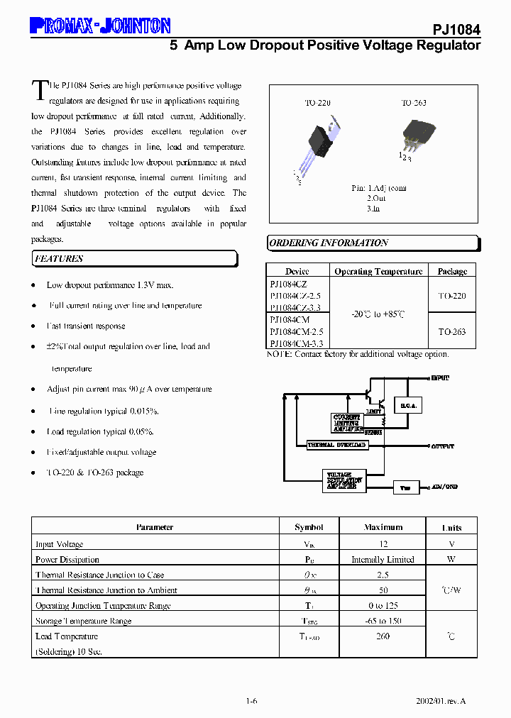 PJ1084CZ_8476190.PDF Datasheet Download --- IC-ON-LINE