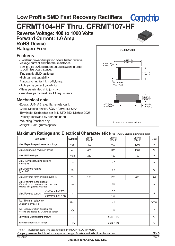 CFRMT104-HF_8477083.PDF Datasheet Download --- IC-ON-LINE
