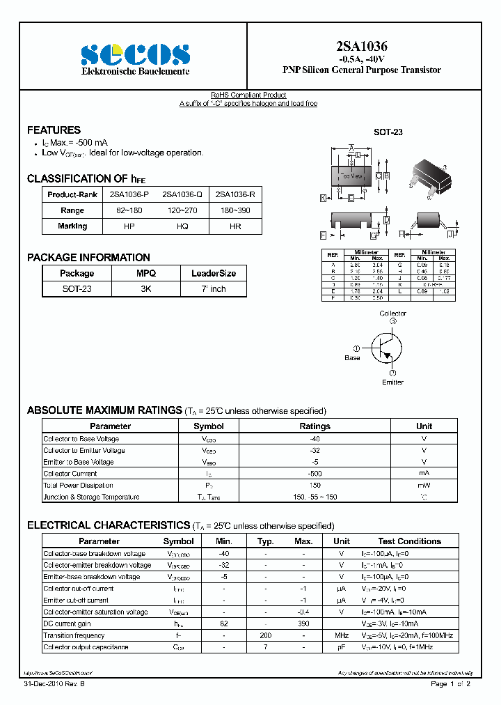 2SA1036_8485008.PDF Datasheet Download --- IC-ON-LINE