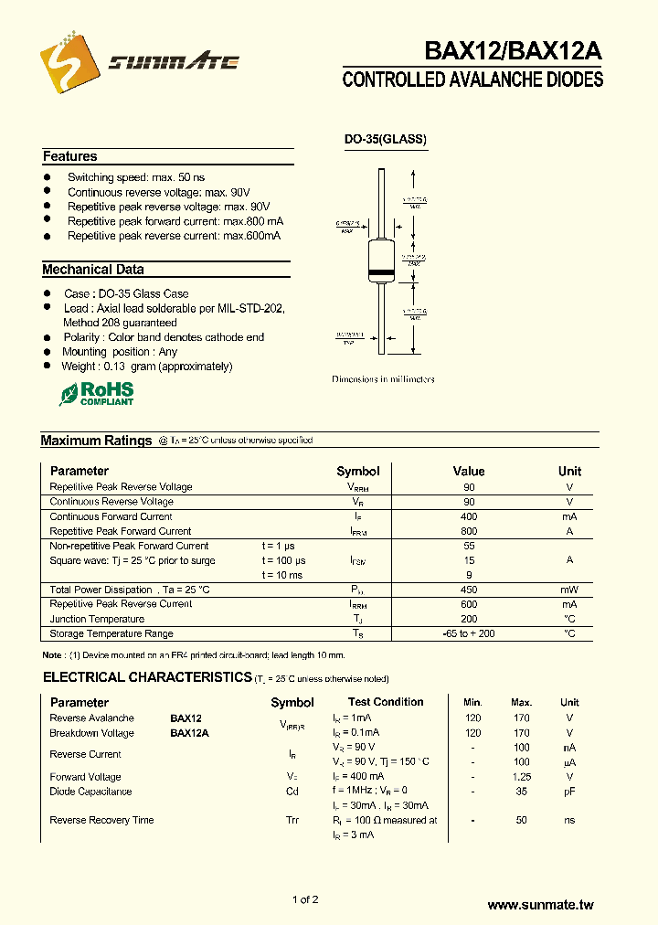 BAX12A_8563558.PDF Datasheet Download --- IC-ON-LINE