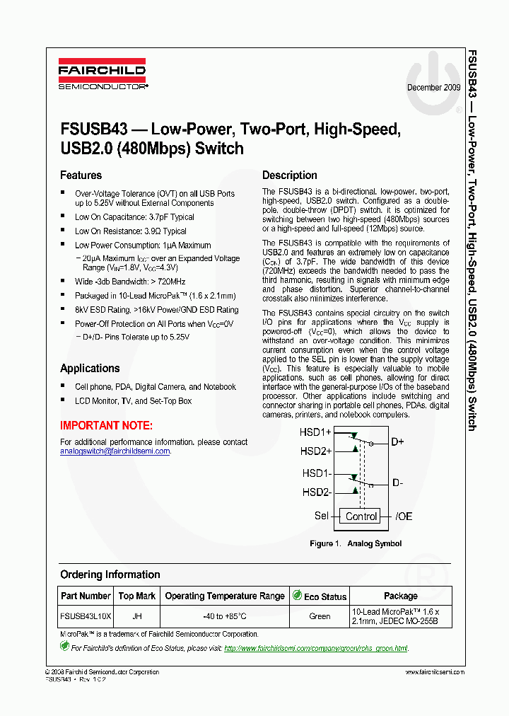 FSUSB43_8596528.PDF Datasheet Download --- IC-ON-LINE