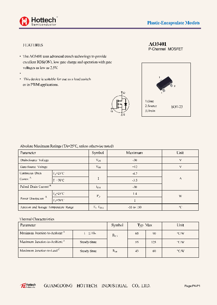 AO3401_8620507.PDF Datasheet Download --- IC-ON-LINE