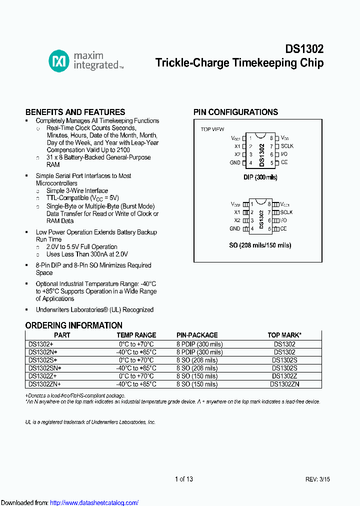DS1302ZN_8634616.PDF Datasheet Download --- IC-ON-LINE