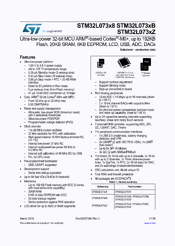 STM32L073V8_8650160.PDF Datasheet Download --- IC-ON-LINE