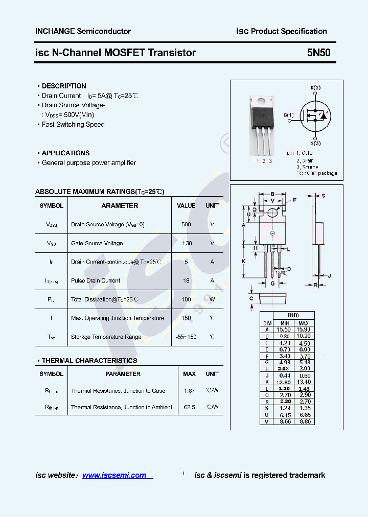 5N50-220_8651050.PDF Datasheet Download --- IC-ON-LINE