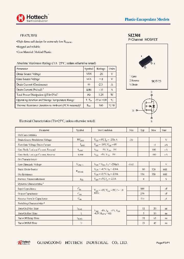 SI2301_8667917.PDF Datasheet Download --- IC-ON-LINE