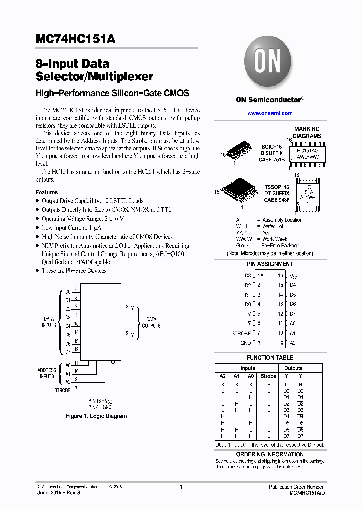 NLV74HC151ADR2G_8705927.PDF Datasheet Download --- IC-ON-LINE