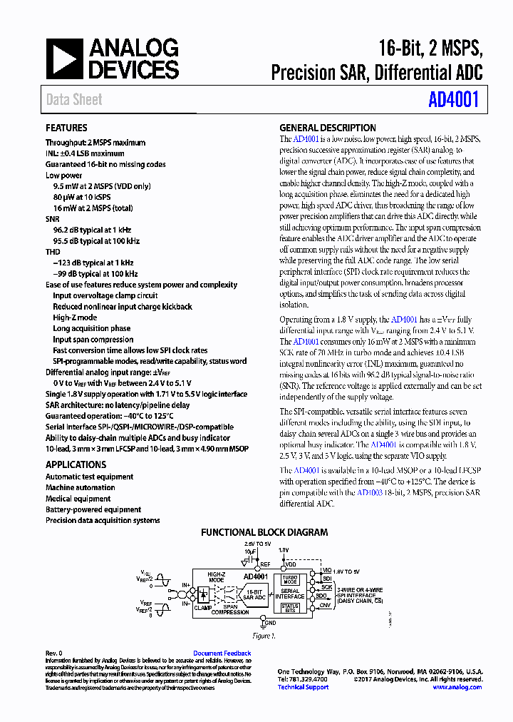 AD4001BCPZ-RL7_8711500.PDF Datasheet Download --- IC-ON-LINE