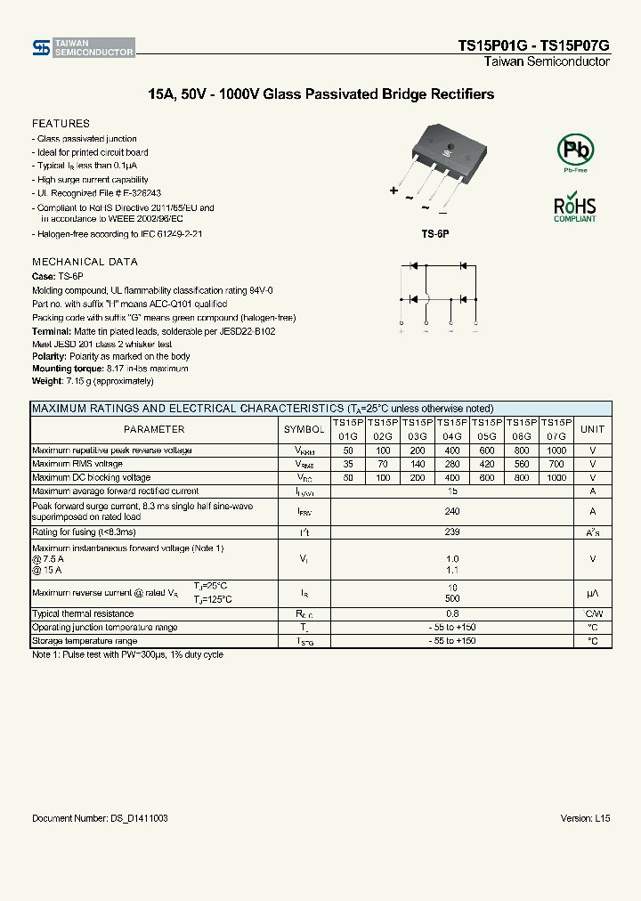 TS15P05G_8725315.PDF Datasheet Download --- IC-ON-LINE