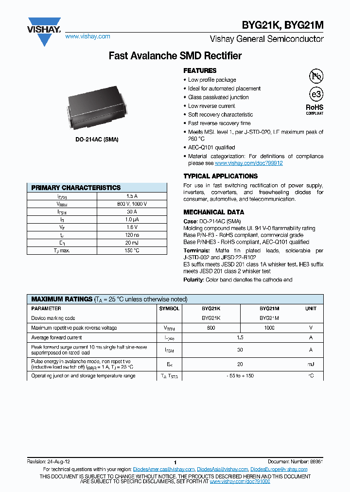 BYG21K-E3_8756773.PDF Datasheet Download --- IC-ON-LINE