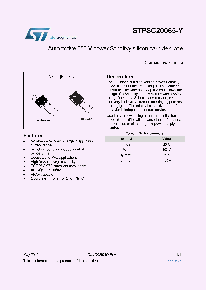 STPSC20065DY_8838600.PDF Datasheet Download --- IC-ON-LINE