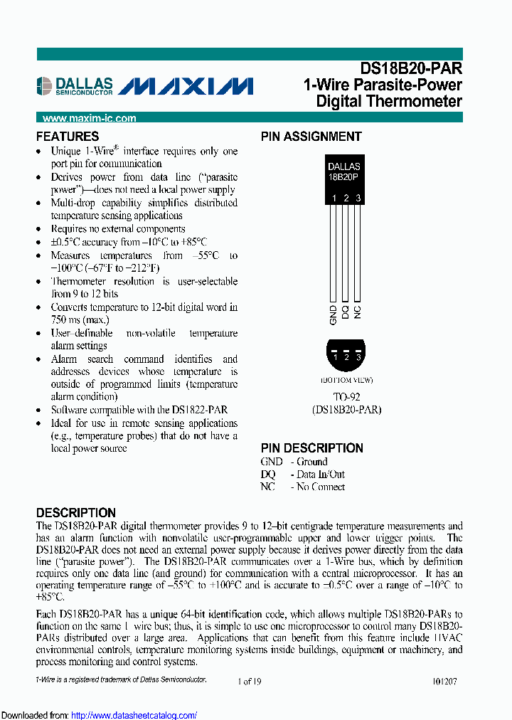 DS18B20-PARTR_8835324.PDF Datasheet Download --- IC-ON-LINE