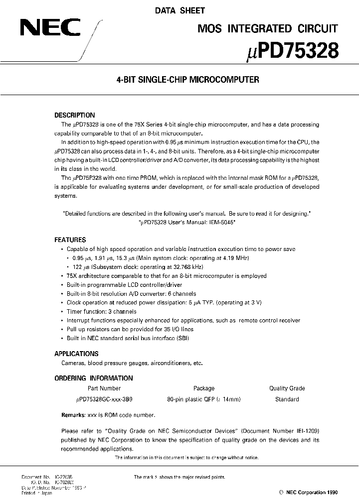 UPD75328_8835455.PDF Datasheet Download --- IC-ON-LINE