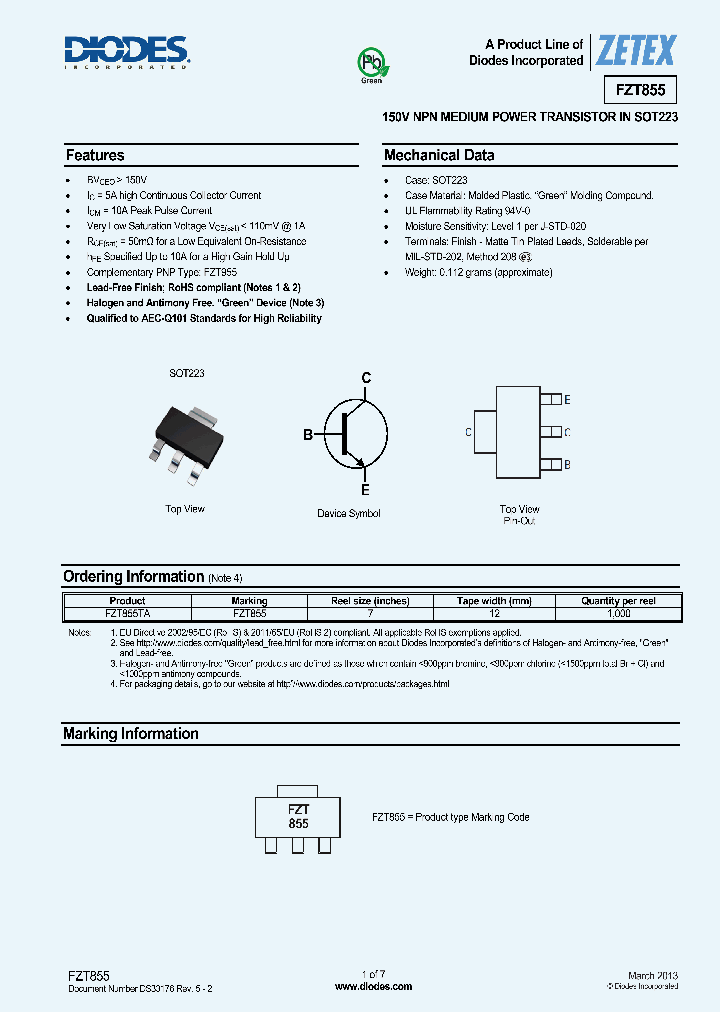 FZT855TA_8868678.PDF Datasheet Download --- IC-ON-LINE
