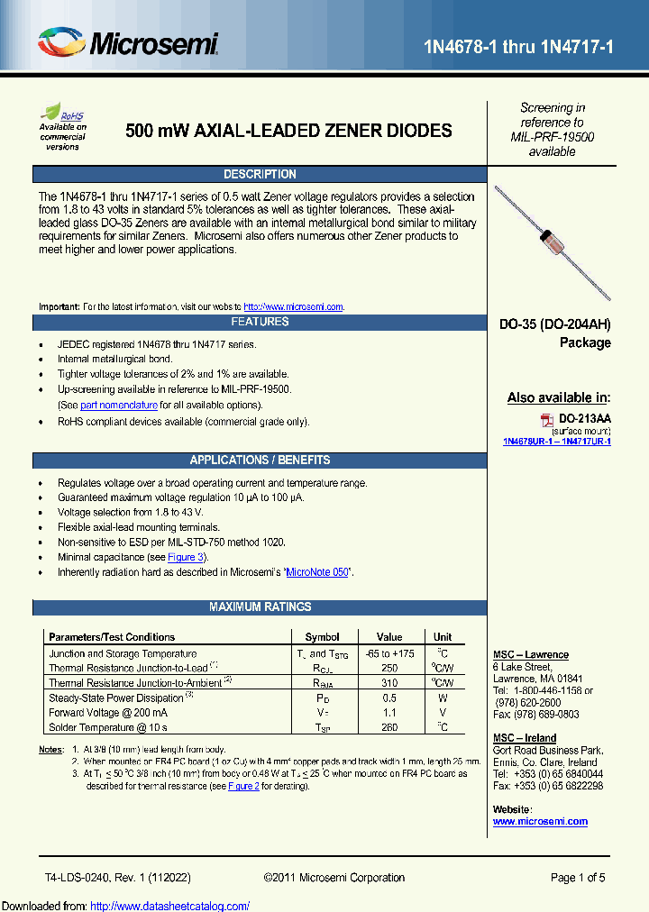 1N4709-1E3_8896676.PDF Datasheet Download --- IC-ON-LINE