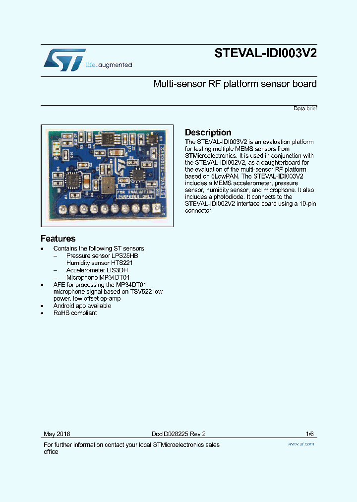 STEVAL-IDI003V2_8897814.PDF Datasheet Download --- IC-ON-LINE