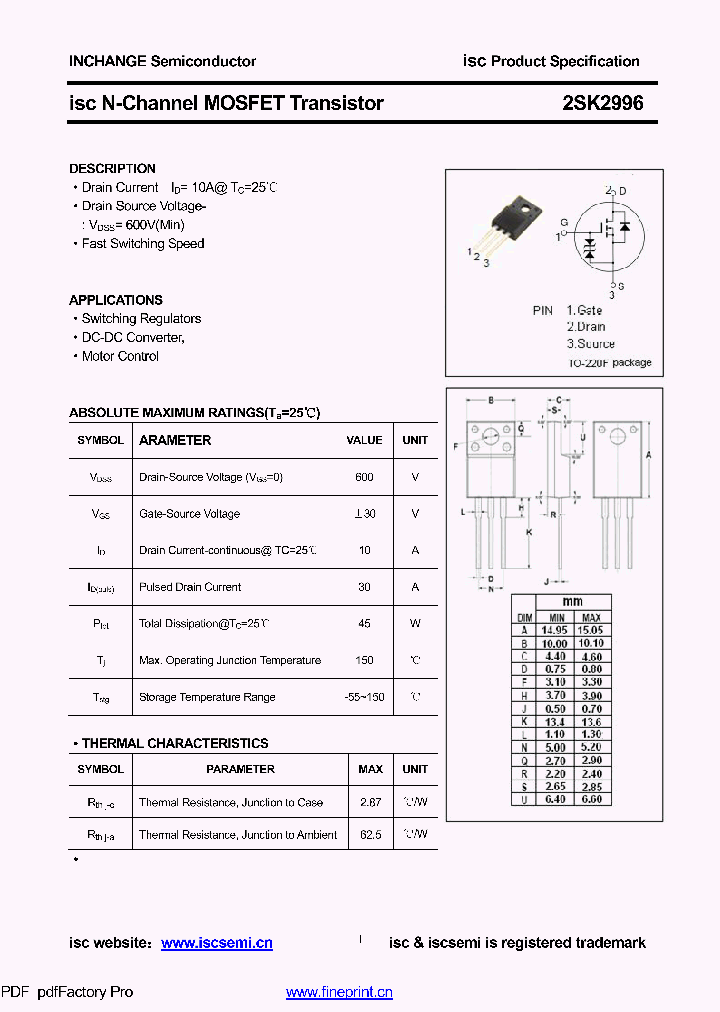 2SK2996_8903911.PDF Datasheet Download --- IC-ON-LINE
