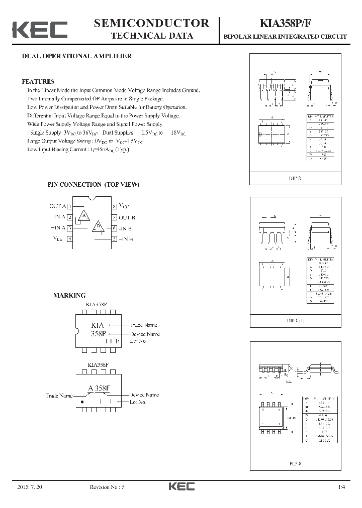 KIA358P-F_8921413.PDF Datasheet Download --- IC-ON-LINE