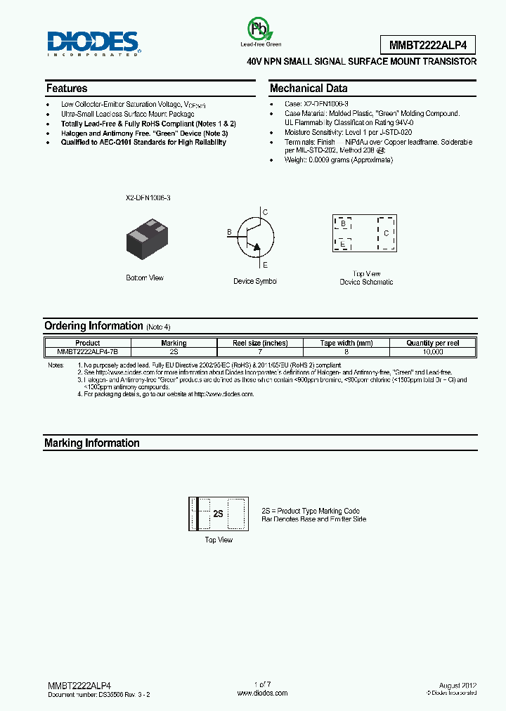 MMBT2222ALP4-7B_8923323.PDF Datasheet Download --- IC-ON-LINE